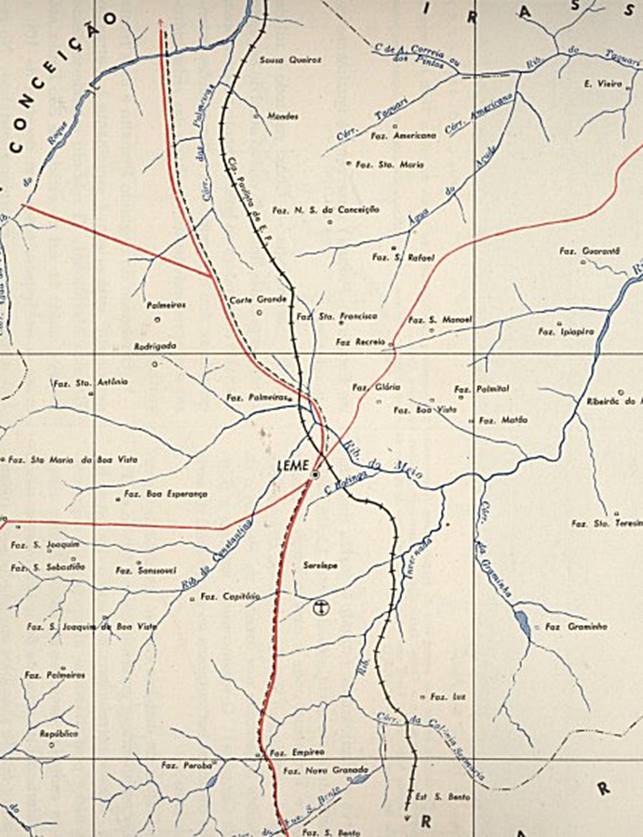 Figura 2 – Mapa do município de Leme noinício dos anos 1950 [2]